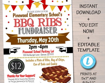 BBQ Fundraiser Flyer Barbeque Cookout Event Invitation Company Grill ...