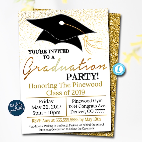 EDITABLE Graduation Party Invitation, High School Graduation Invitation ...