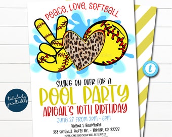 Softball Pool Party Invitation - Etsy
