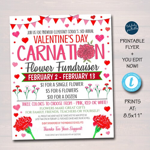 Valentine's Day Flower Gram Flyer Editable - Etsy