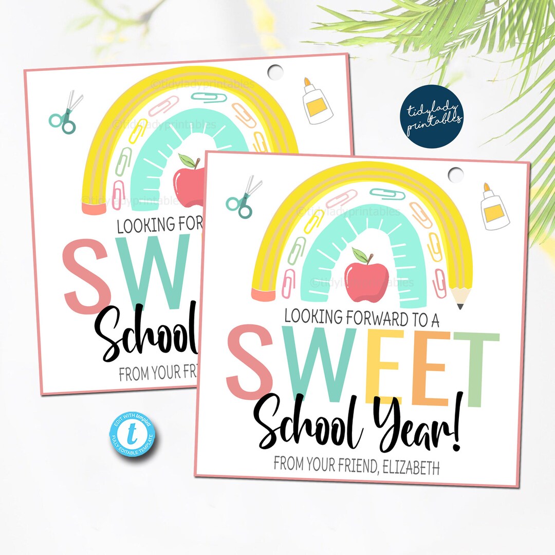 Editable Rainbow Back to School Gift Tags (digital Download) - Etsy