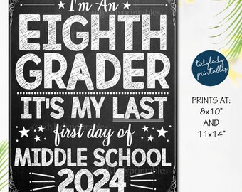 Last First Day of 8th Grade Sign First Day of Eighth Grade 1st Day of ...