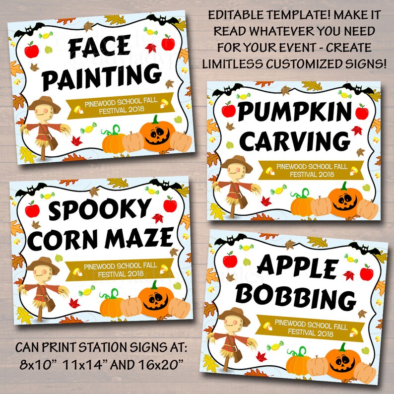 Editable Fall Festival Poster Set: Harvest Carnival Signs (digital ...