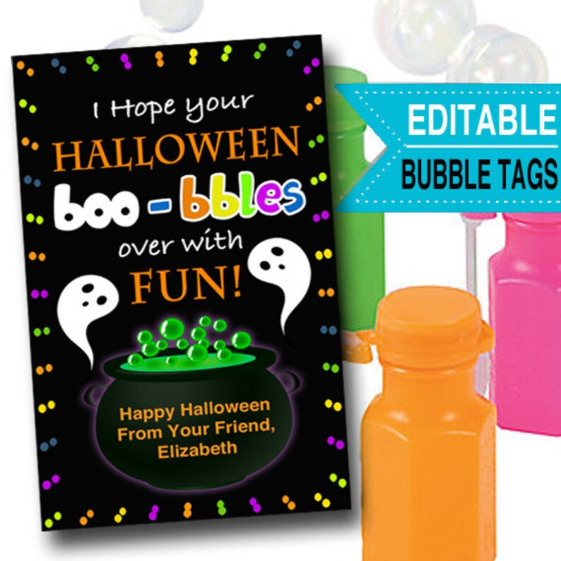Editable Halloween Bubble Tags: Printable Non-candy Gift (PDF) - Etsy