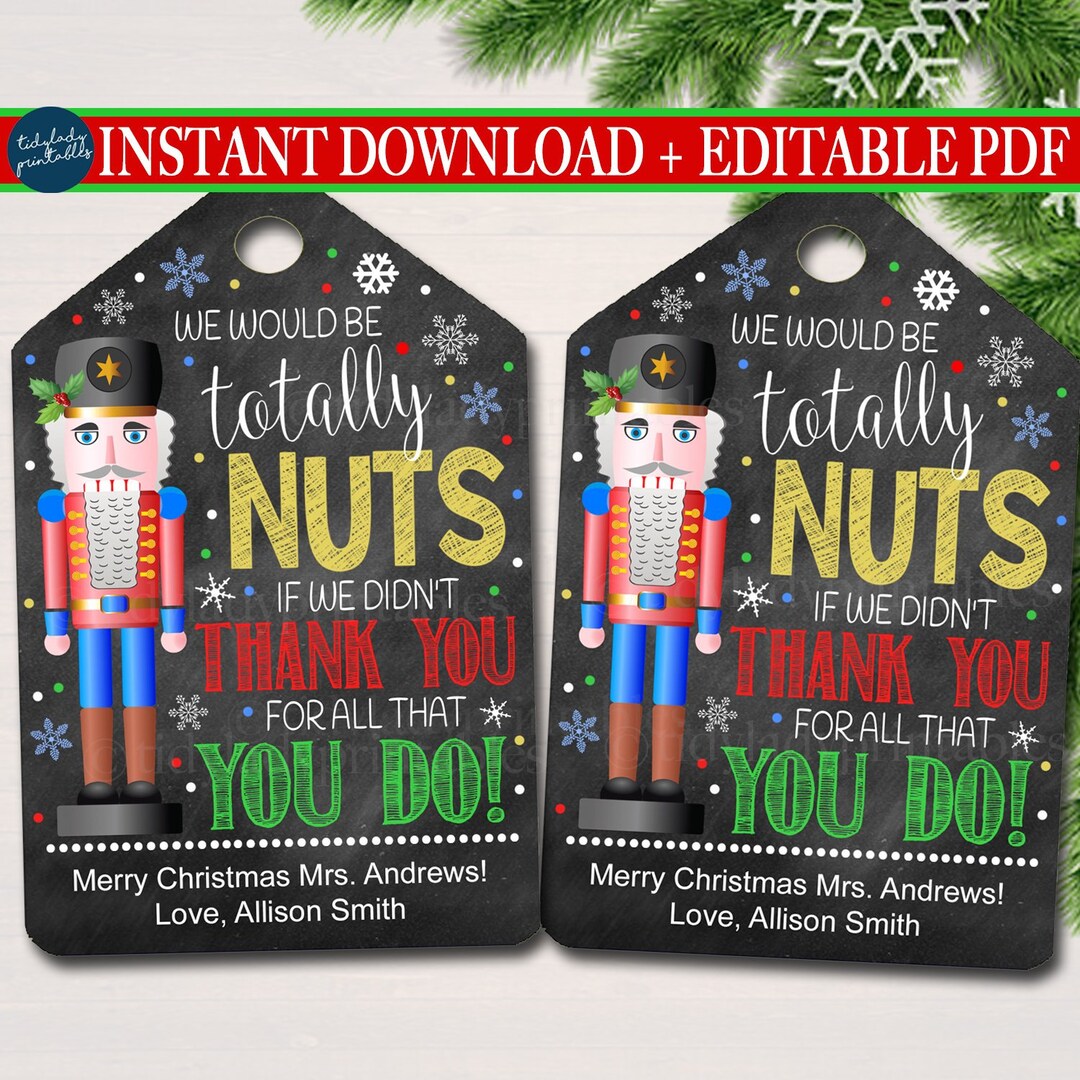 Christmas Nutcracker Gift Tags: Holiday Thank You (editable PDF) - Etsy
