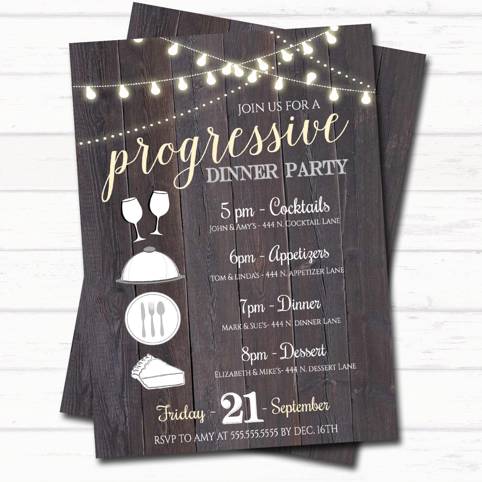 Editable Progressive Dinner Party Invitation Neighborhood | Etsy