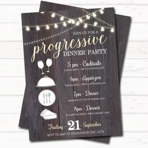 Editable Progressive Dinner Party Invitation, Neighborhood Potluck ...