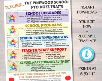 EDITABLE Monthly PTO PTA Flyer Printable Handout Volunteer - Etsy
