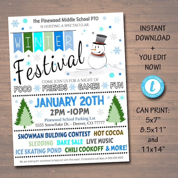 EDITABLE Winter Festival Holiday Flyer/Poster Printable Christmas ...
