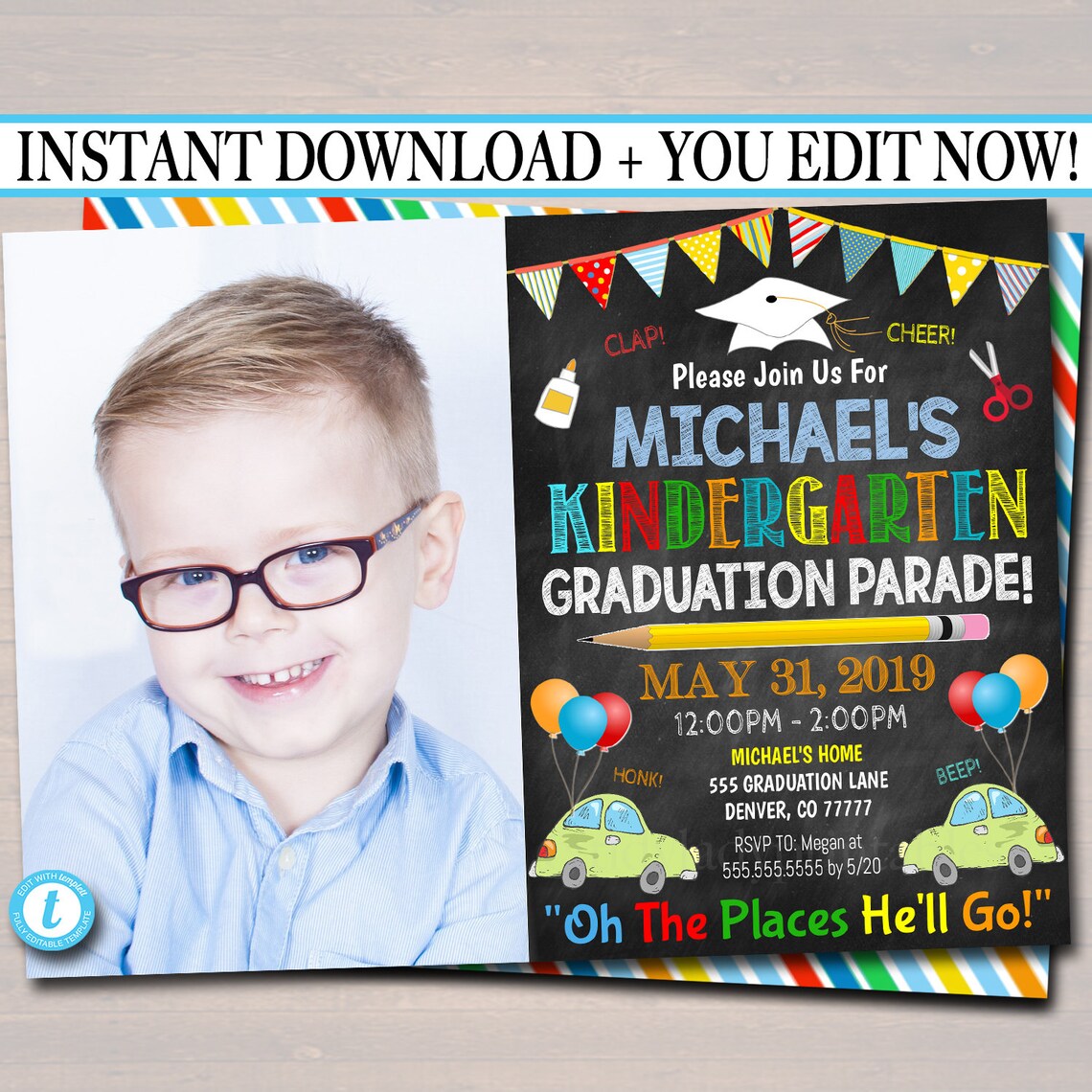 Drive by Graduation Parade Party Invitation Virtual Online - Etsy