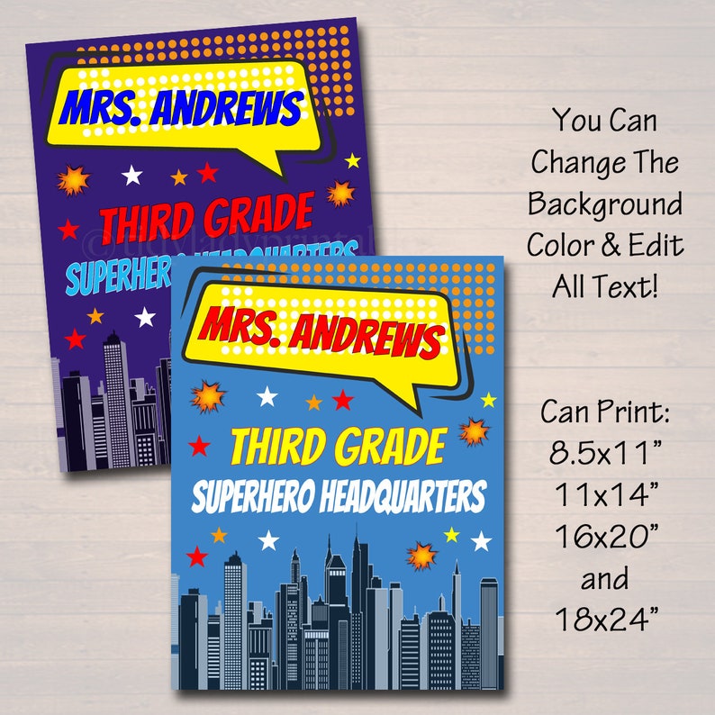 Superhero Teacher Door Sign: Custom Classroom Decor (digital Download ...