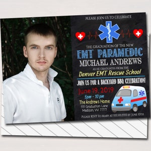Paramedic Graduation Invitation: Chalkboard Style, Customizable ...