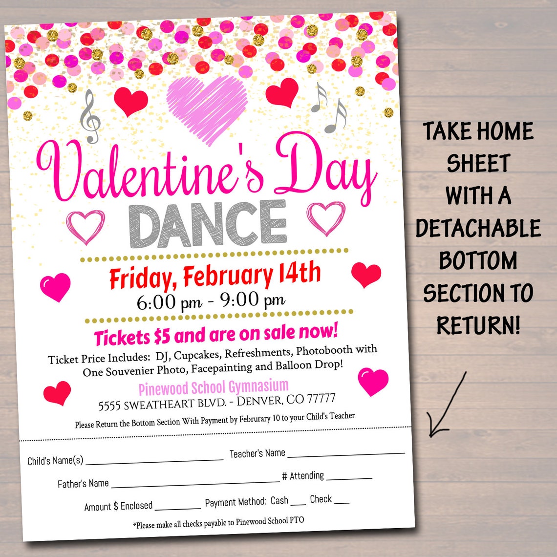 EDITABLE Valentine's Day Dance Set School Dance Flyer | Etsy