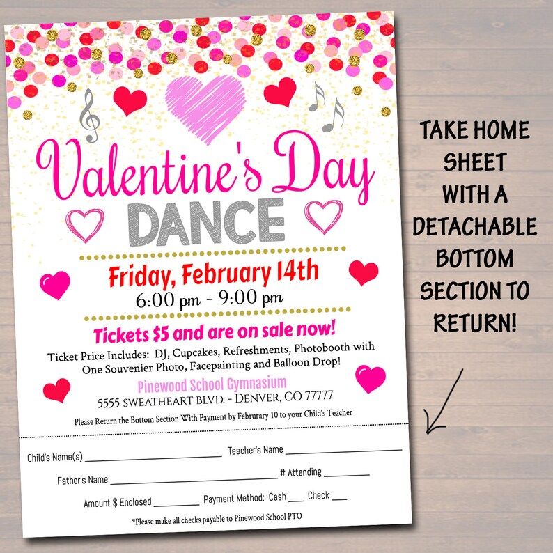 EDITABLE Valentine's Day Dance Set School Dance Flyer - Etsy