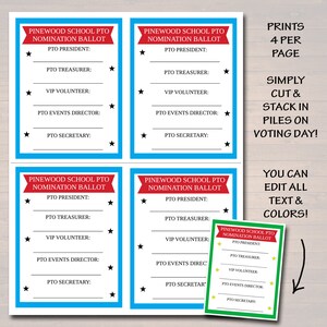 Editable PTO PTA Election Flyer & Ballot (digital Download) - Etsy