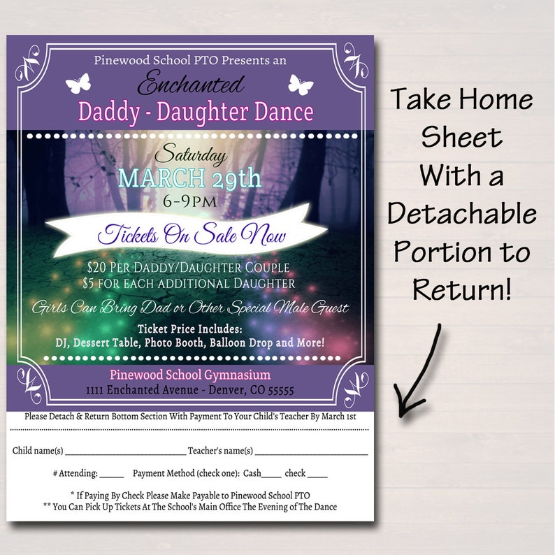 EDITABLE Daddy Daughter Dance Set School Dance Flyer Party | Etsy