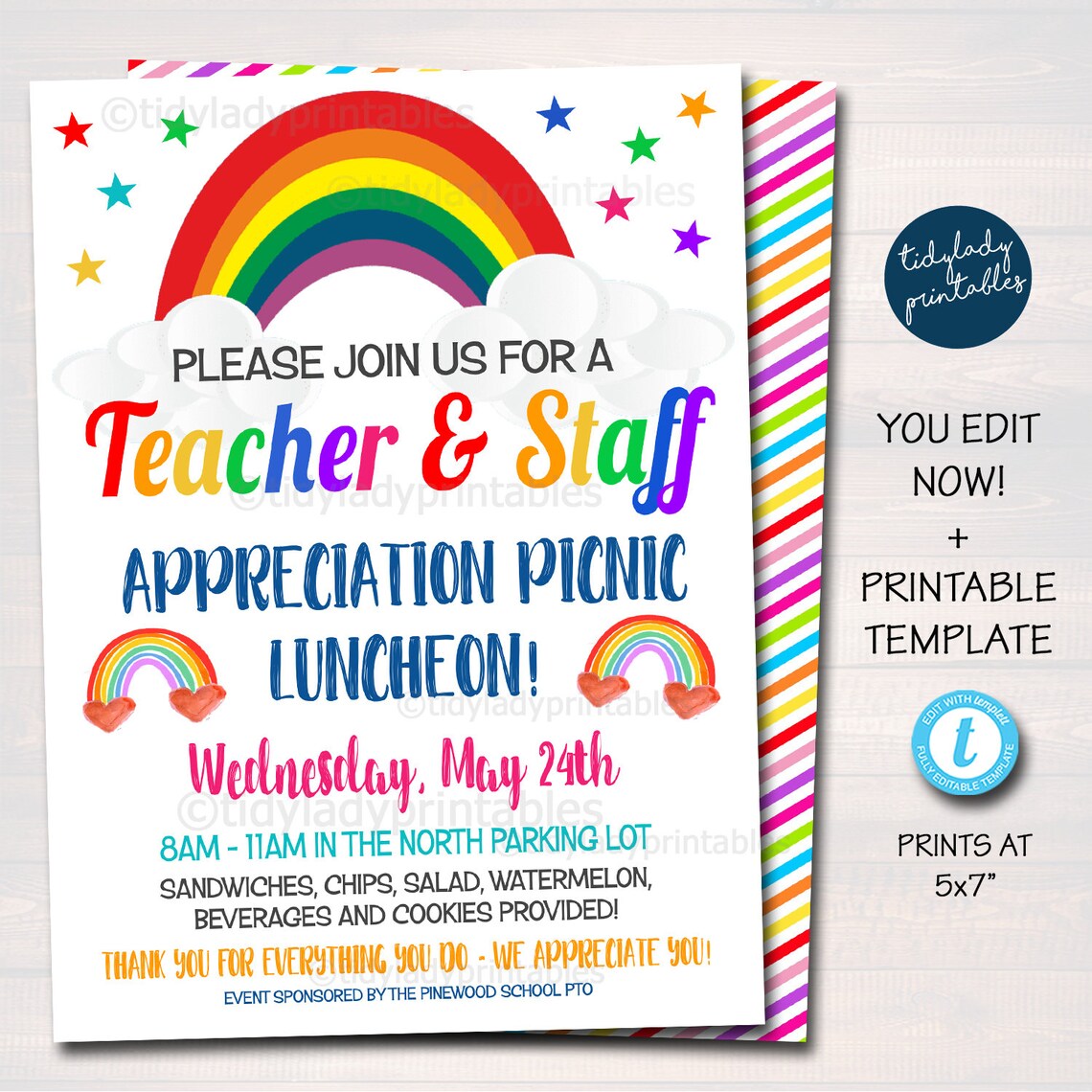 Rainbow Teacher Appreciation Staff Invitation Thank You - Etsy