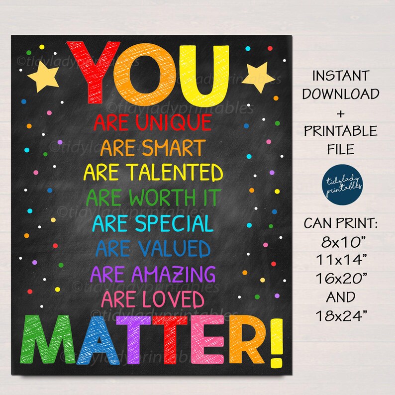 YOU MATTER Classroom Printable Counseling Office Poster - Etsy