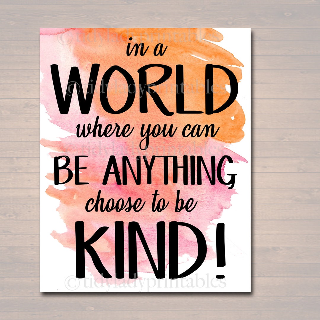 Be Kind Watercolor Printable Poster: School Counselor Office Decor ...