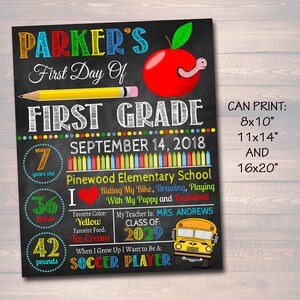 First Day of School Sign, Back to School Chalkboard Poster ...