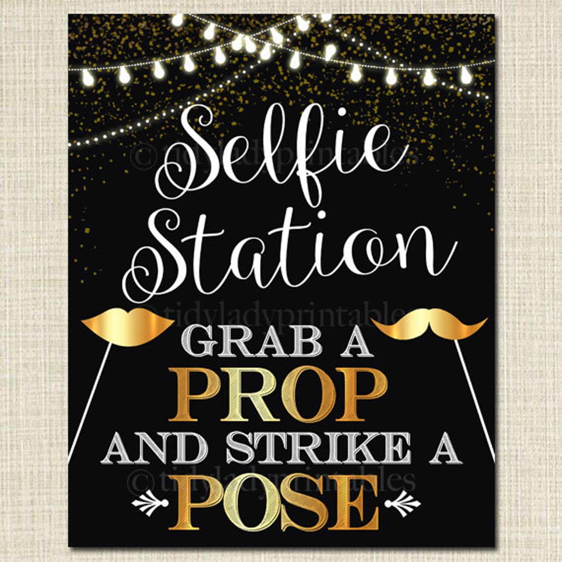 Selfie Station Sign: Black and Gold Party Decor (digital Download) - Etsy