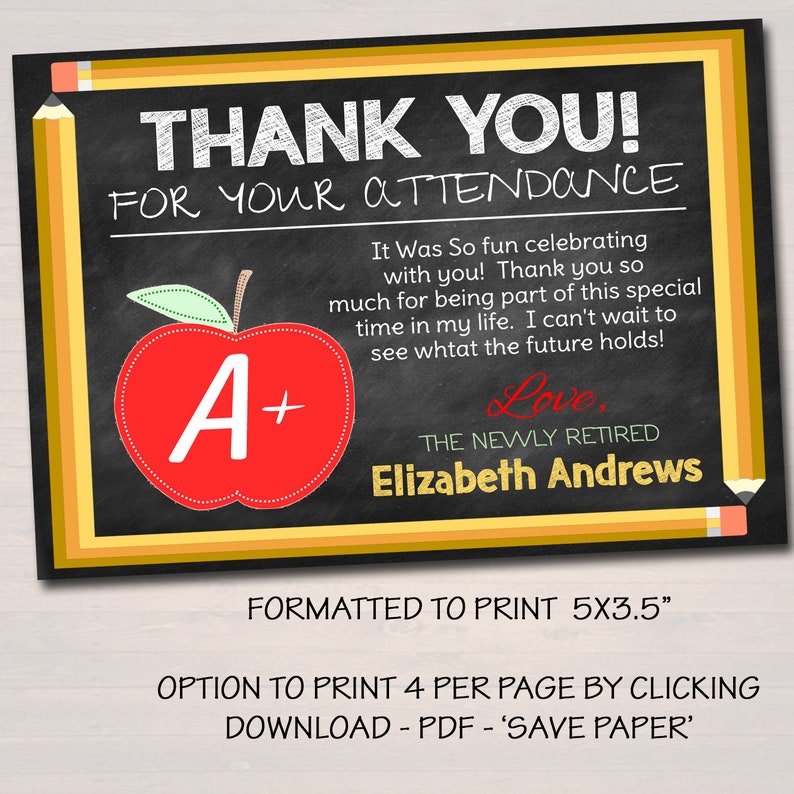Editable Teacher Retirement Invitation Chalkboard Printable - Etsy