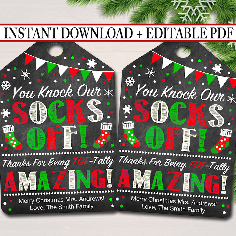 Christmas Sock Gift Tag - 60+ Gift Ideas for 2025