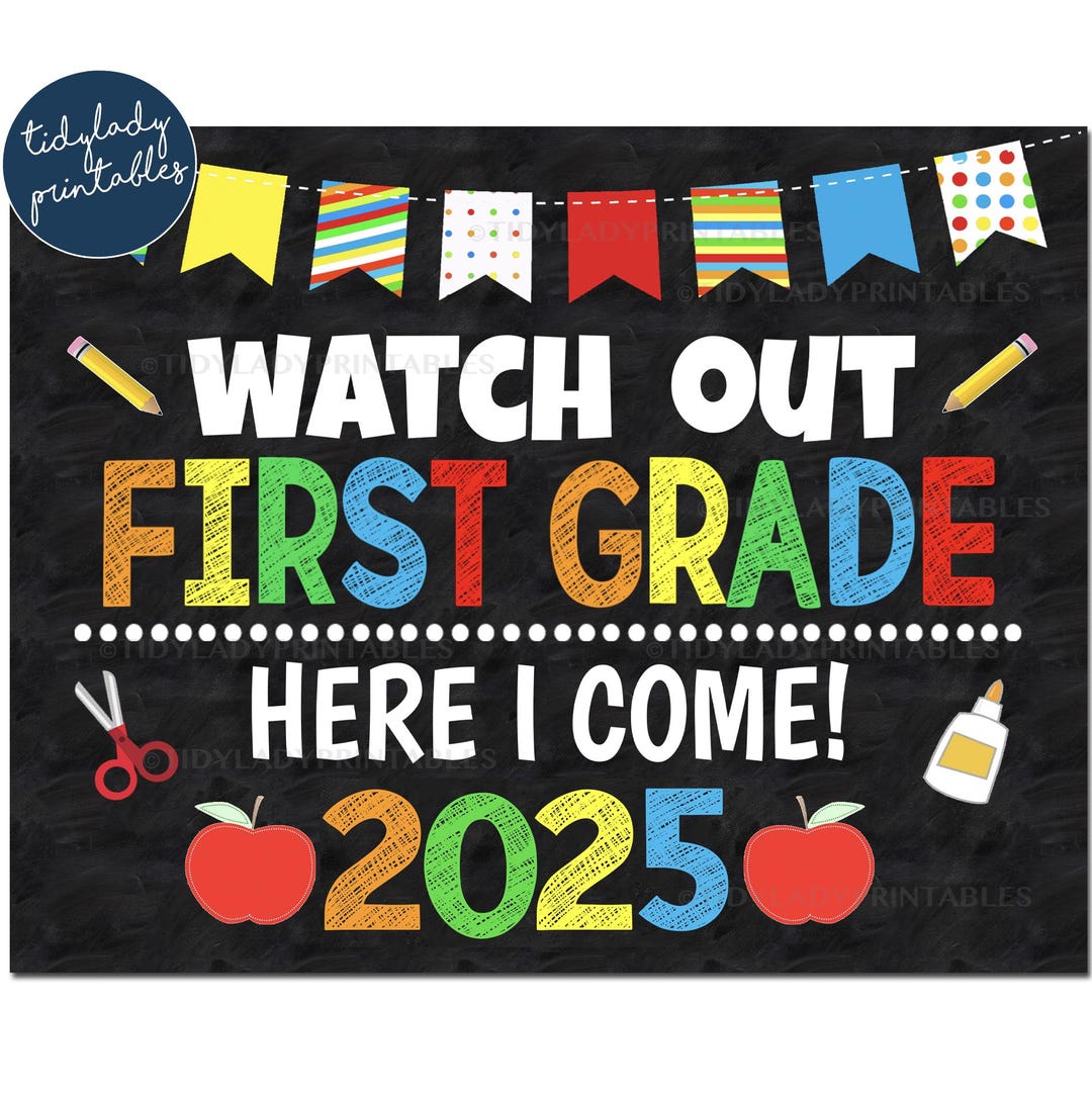 First Grade Chalkboard Sign: Back to School Photo Prop (digital ...