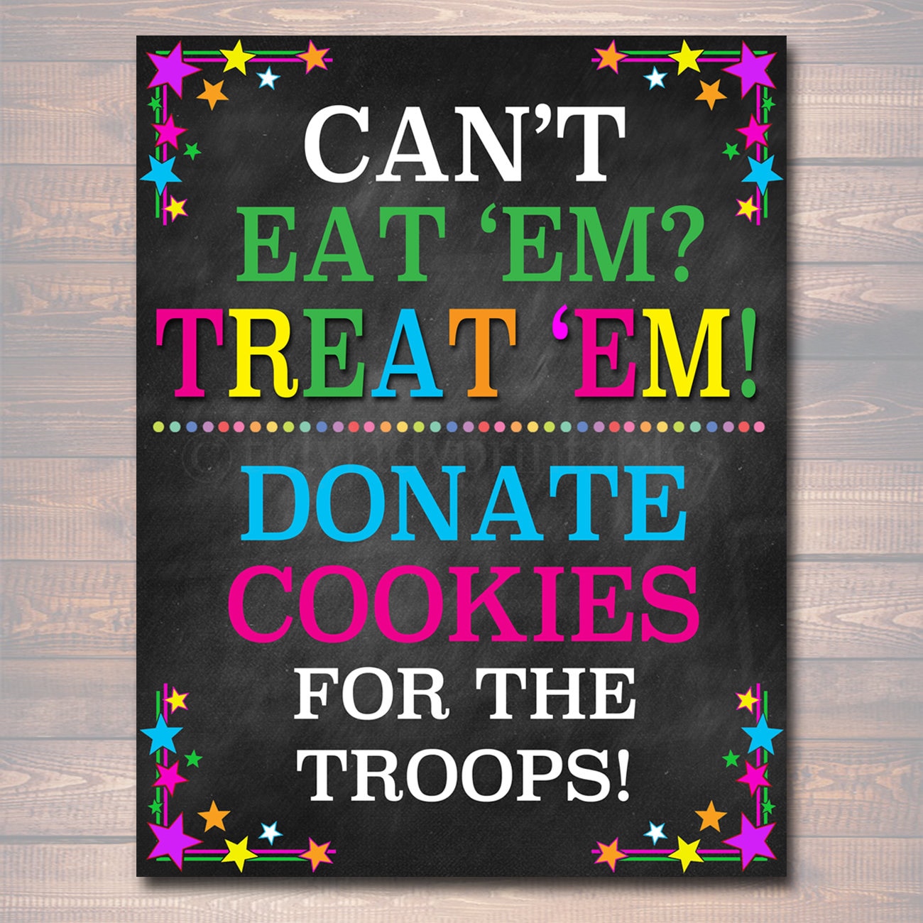 Donate Cookies for Troops Sign: Cookie Booth Printable (20x30" INSTANT ...