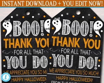 Halloween Gift Tags, Halloween Appreciation Favor Tags, Thanks for All ...