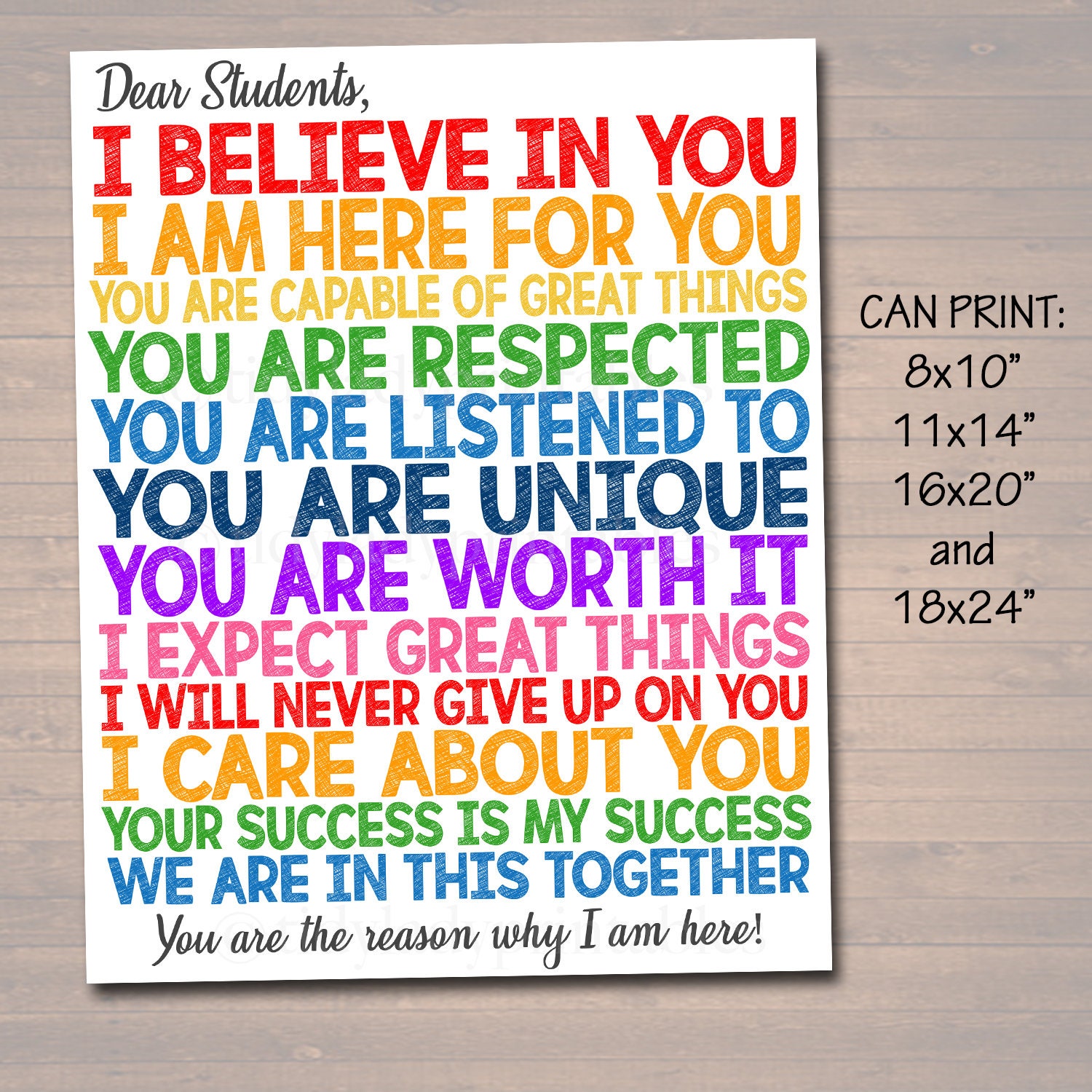 Dear Students Classroom Teacher Poster Sign School Counselor | Etsy UK