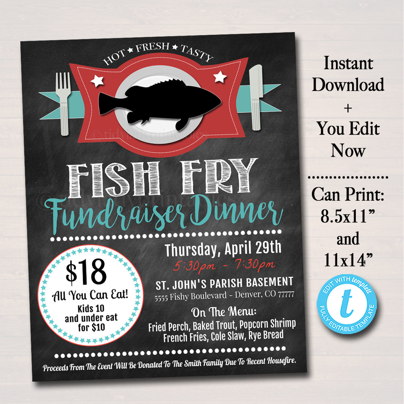 Fish Fry Flyer Powerpoint Template