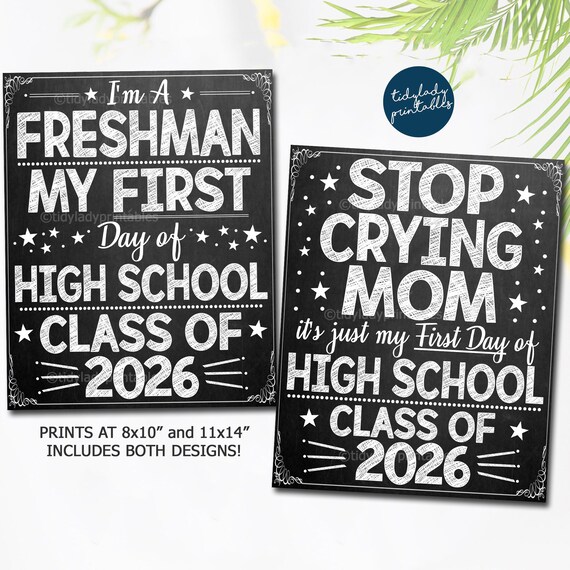 First Day of High School Sign Stop Crying Mom, First Day of 9th Grade ...