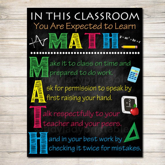 MATH Teacher Classroom Poster Printable Math Classroom Math - Etsy