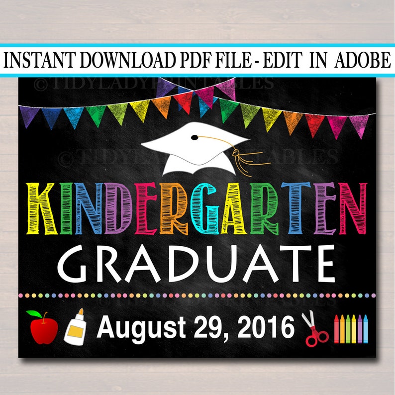 EDITABLE DATE Kindergarten Graduation Photo Prop End of - Etsy