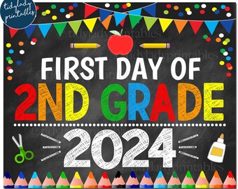 First Day of 2nd Grade Sign, Printable First Day of School Sign Girl ...