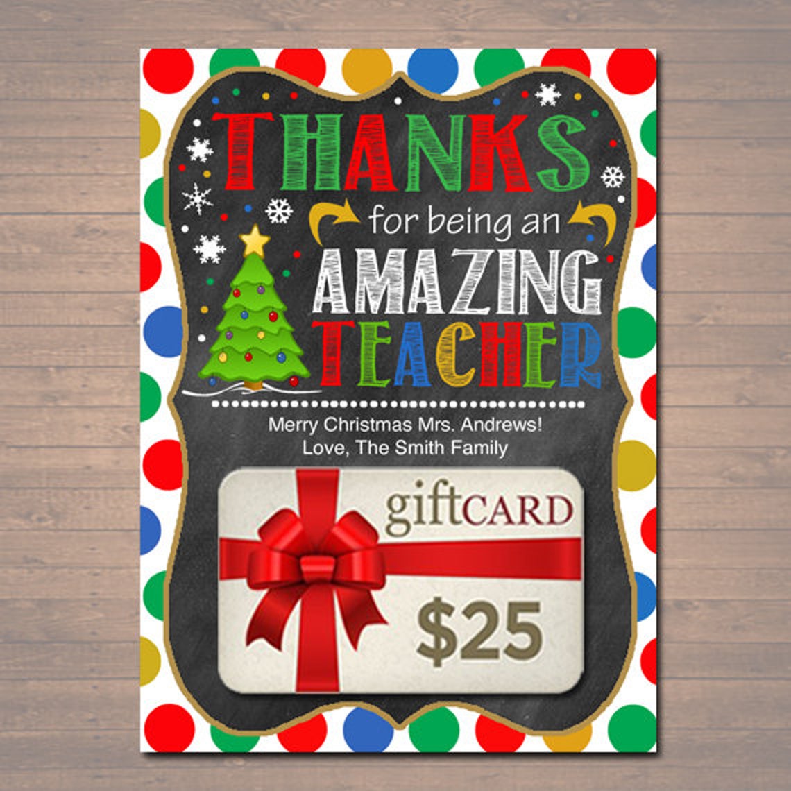 Christmas Gift Card Holder Printable Thanks for Being an - Etsy