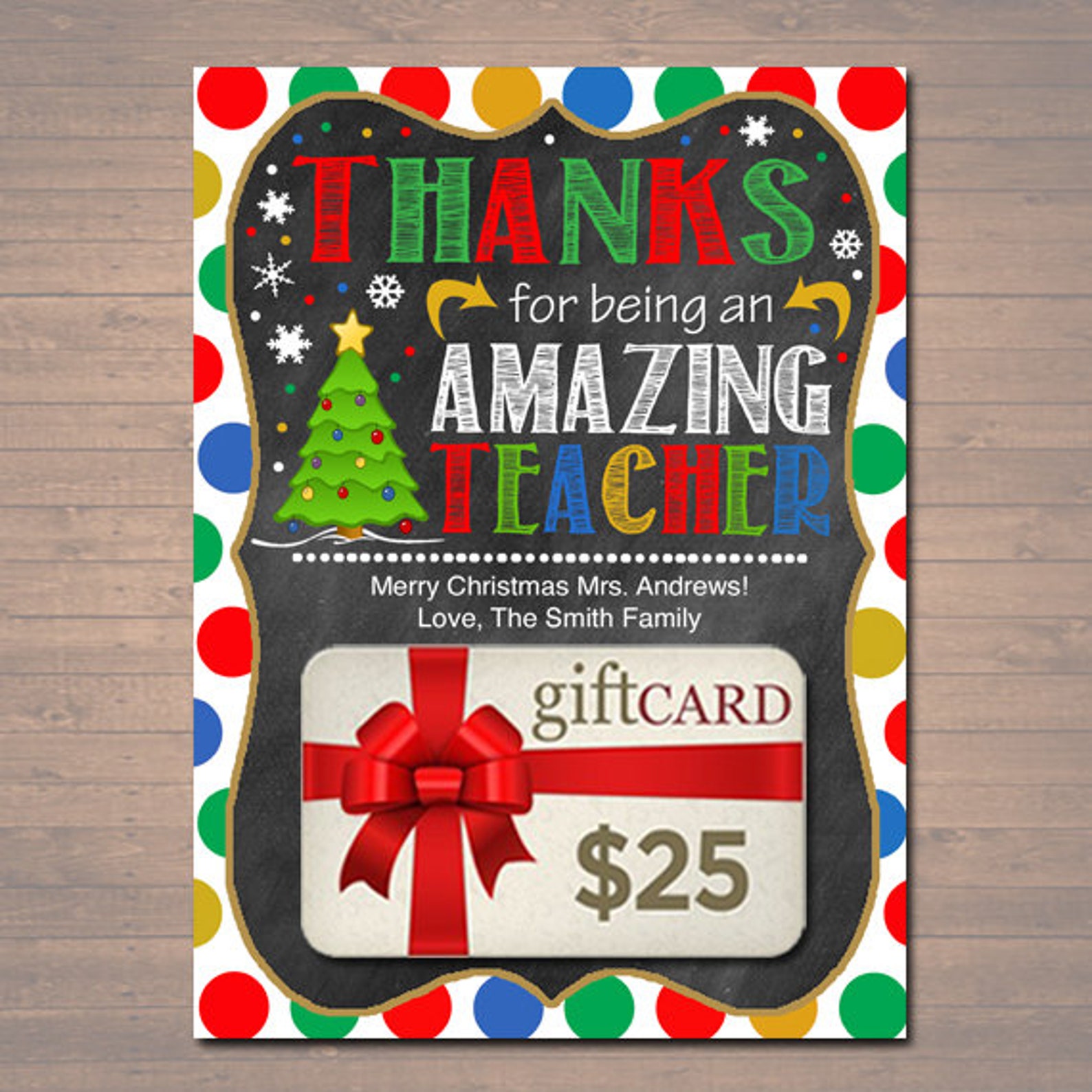 Christmas Gift Card Holder Printable Thanks for Being an - Etsy