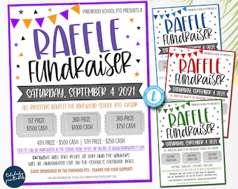 Raffle Fundraiser Flyer, Raffle Fundraiser Editable Template, Sports ...