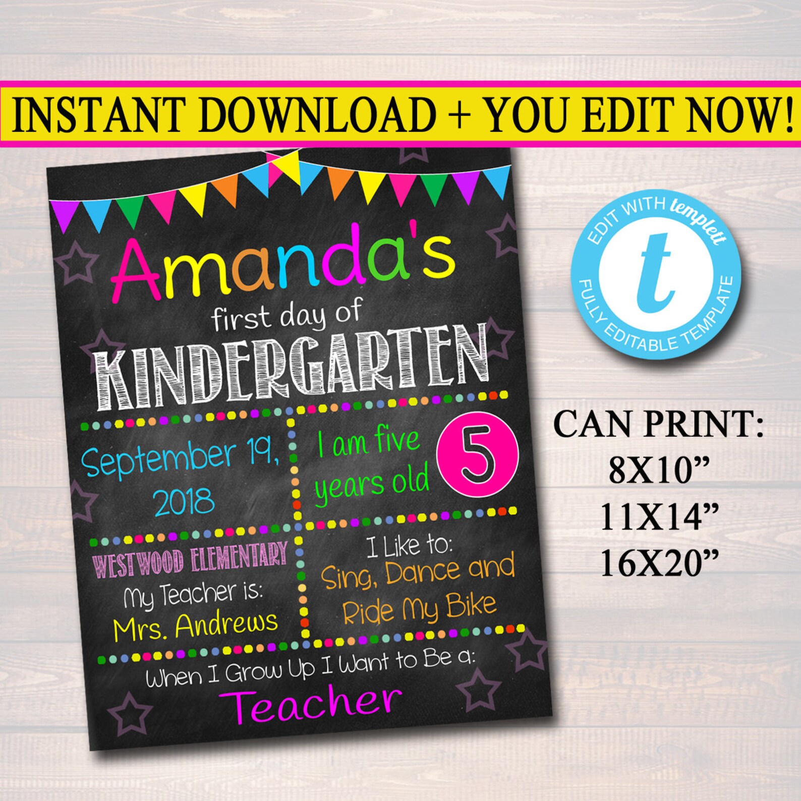 First Day of School Sign Back to School Chalkboard Poster | Etsy