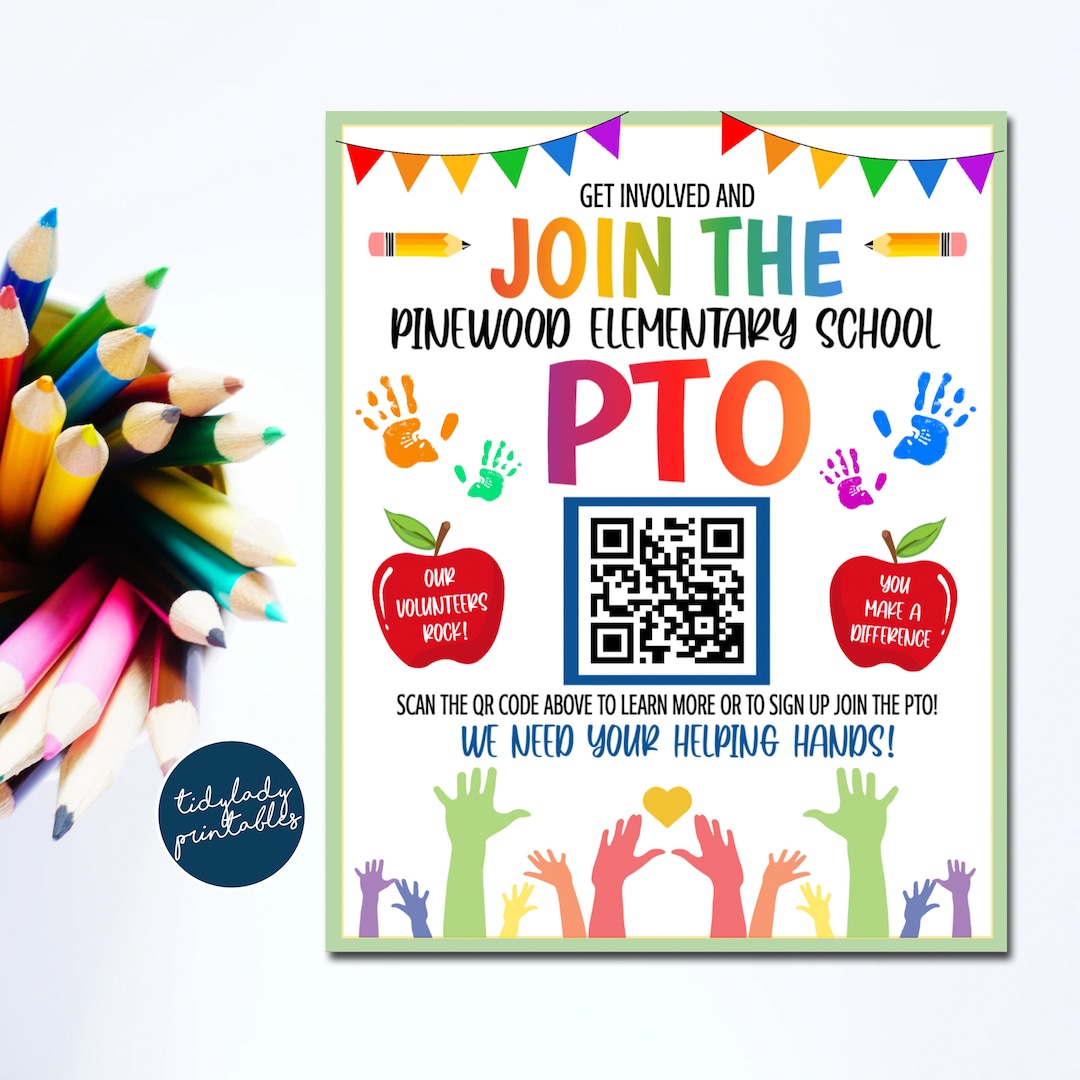 School Pto Pta Recruitment Flyer With QR Code, Printable Handout School ...