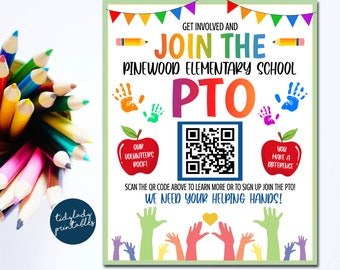 School Pto Pta Recruitment Flyer With QR Code, Printable Handout School ...