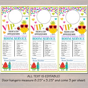 Editable Room Service Door Hanger: Teacher & Staff Appreciation ...