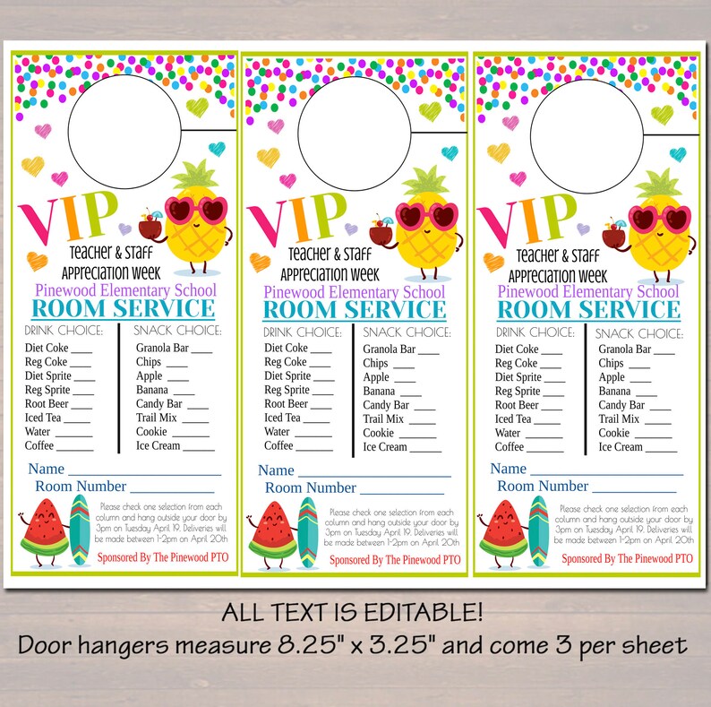EDITABLE Room Service Door Hanger INSTANT DOWNLOAD Teacher - Etsy