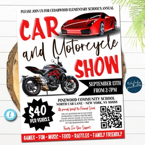 Car and Motorcycle Show Flyer: School Fundraiser Template (EDITABLE) - Etsy