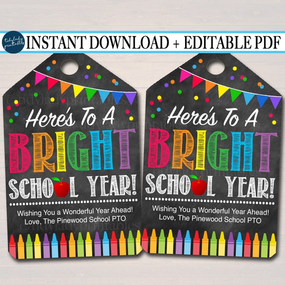 EDITABLE Bright School Year First Day of School Back To School Teacher ...