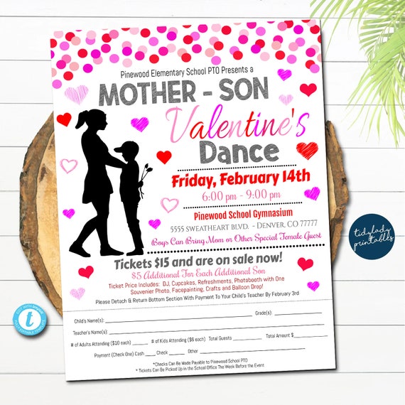 EDITABLE Mother Son Valentine's Day Dance, Sweet Heart School Dance ...