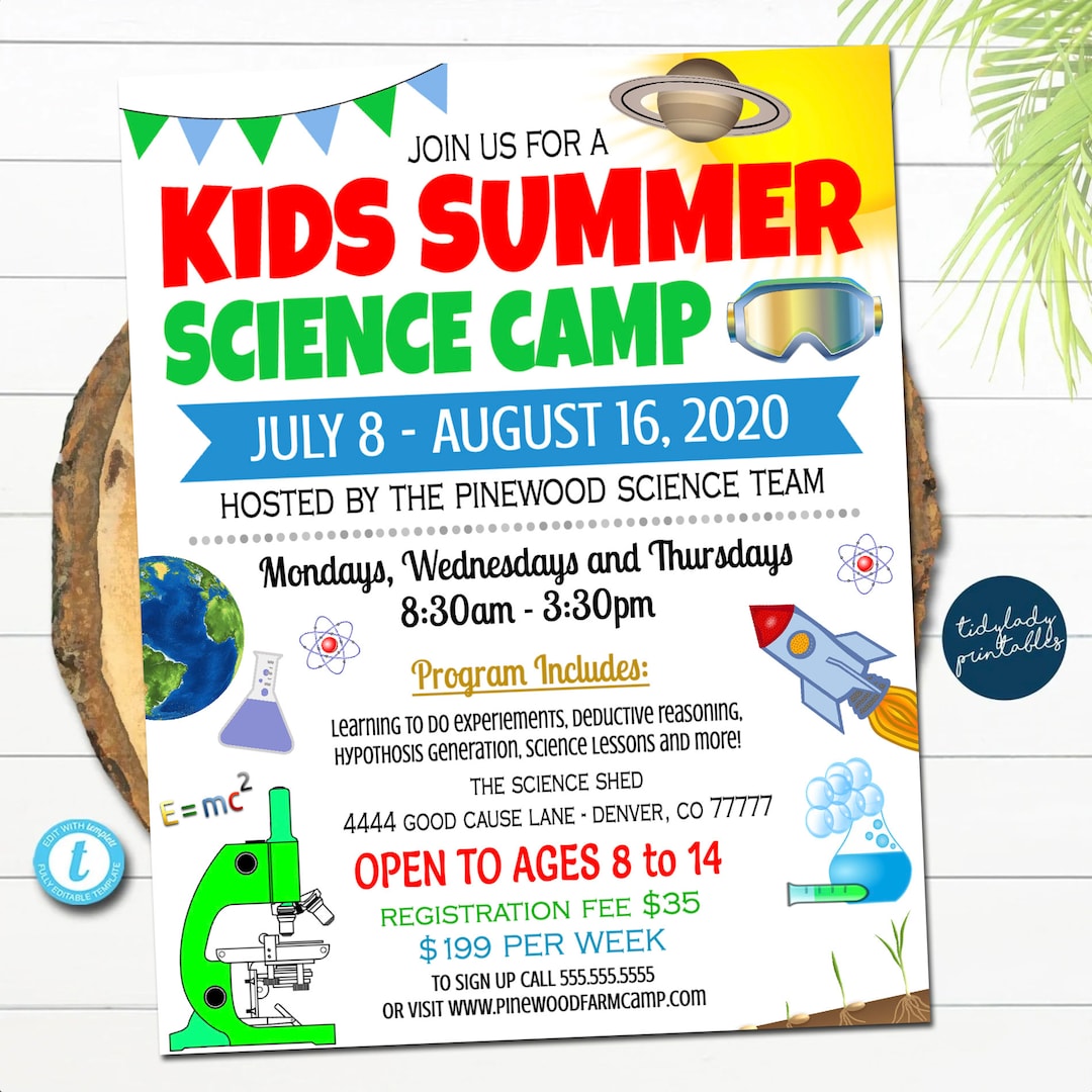 Summer Science Camp Flyer, Kids Engineering Stem Steam Camp, Marketing ...