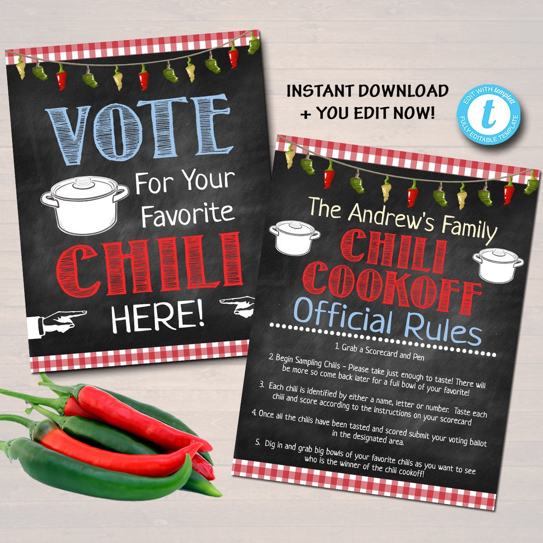 Editable Chili Cookoff Party Signs: Voting & Rules Decor (printable) - Etsy