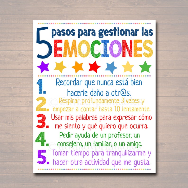 Spanish Emotions Poster: School Counselor Office Decor (digital ...